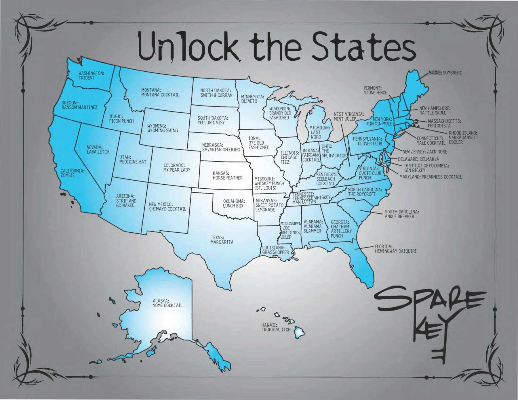 Cool Menus: Spare Key's "Unlock the States" - Imbibe Magazine